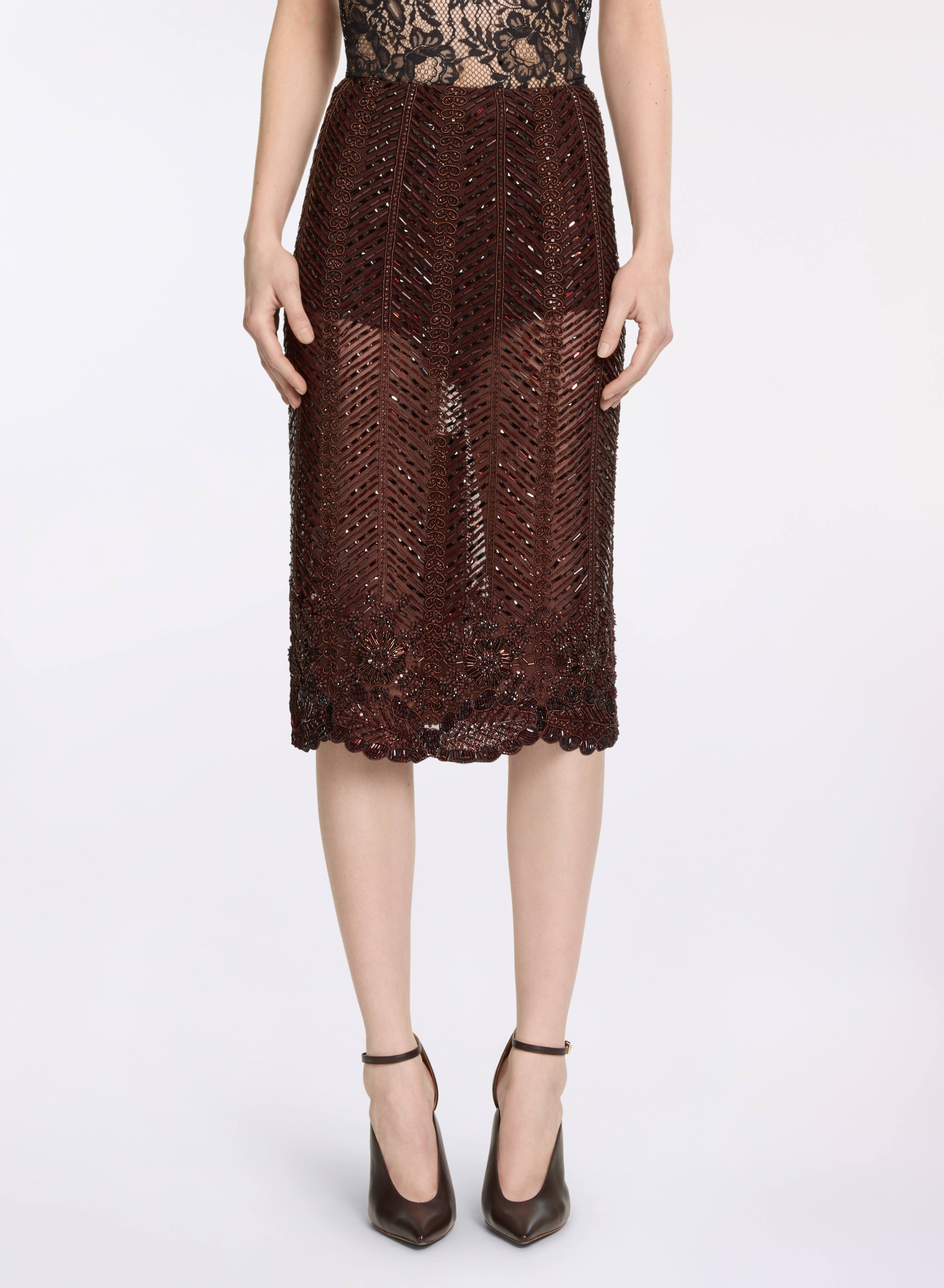 Bead Embroidered Midi Skirt – ELIE SAAB